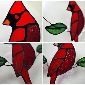 Accents | Northern Cardinal Stained Glass Window Hangings Cardinal ...
